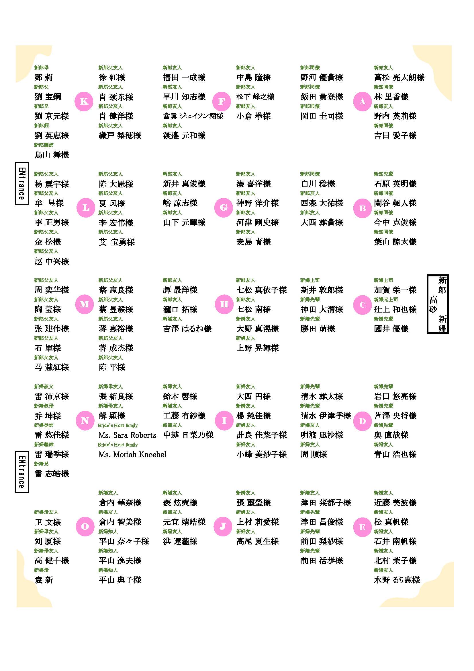 Seating Map – Jinghui & Lisha Wedding